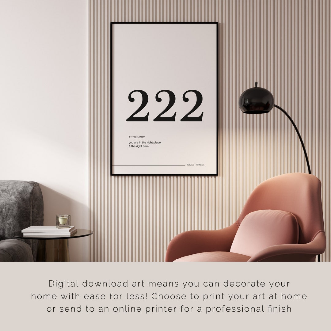222 Angel Number Instant Printable Wall Art Print Digital - Etsy