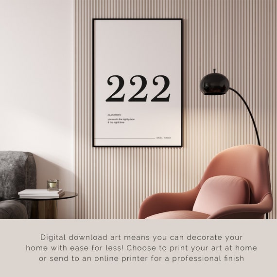 222 Angel Number Instant Printable Wall Art Print Digital | Etsy