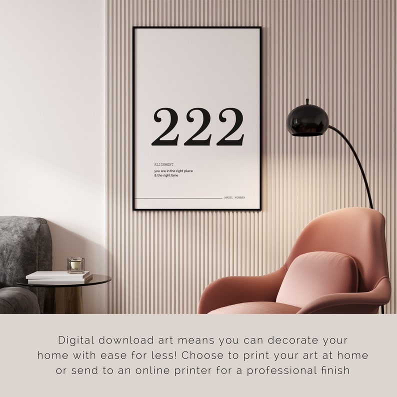 222 Angel Number Instant Printable Wall Art Print Digital - Etsy