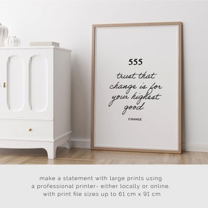 555 Poster Angel Number Wall Art Print 555 Meaning Change Universe ...