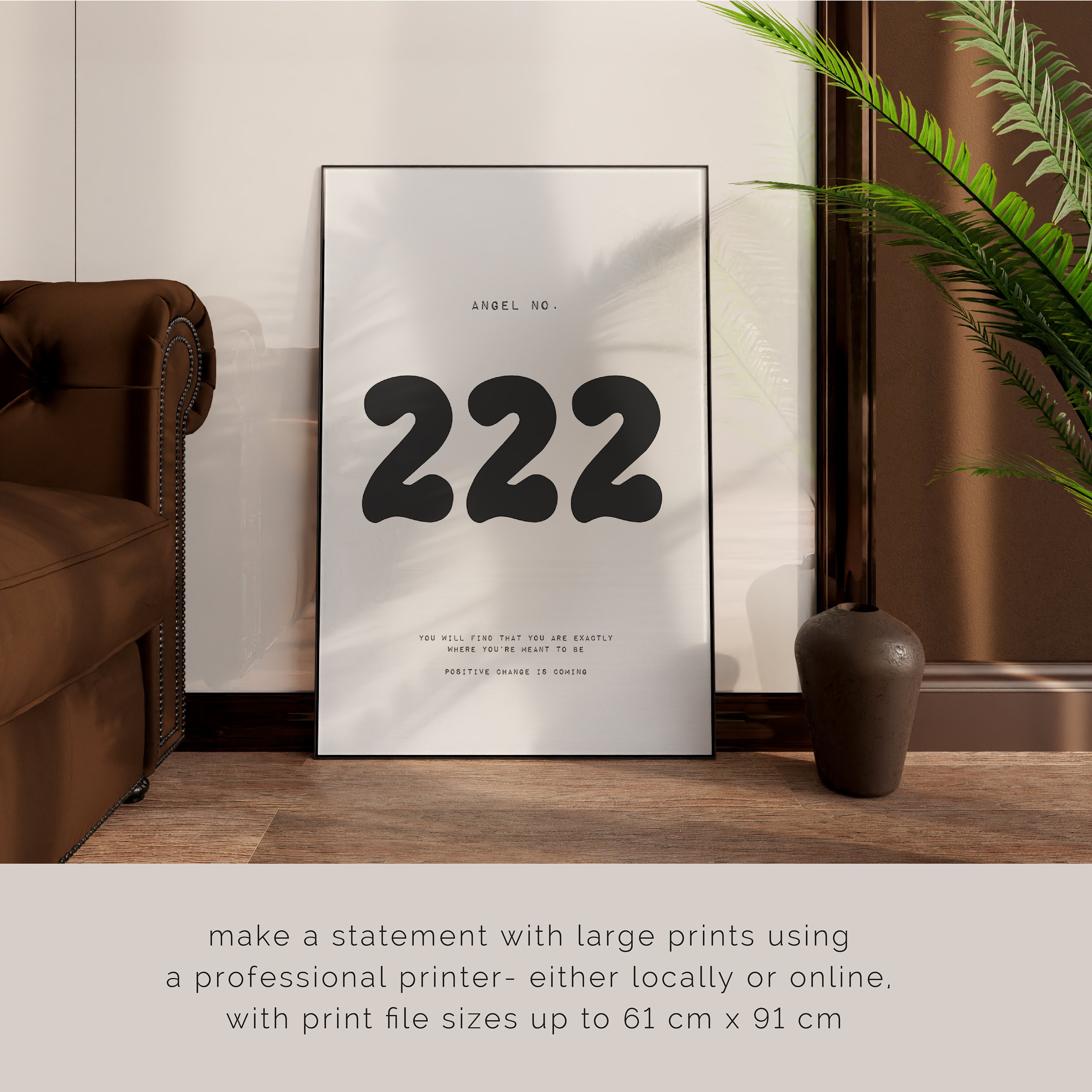 222 Angel Number Instant Printable Wall Art Print Digital Download ...