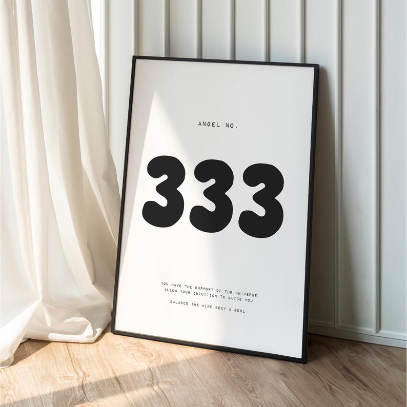 333 Angel Number Print: Minimalist Spiritual Wall Art (digital Download ...