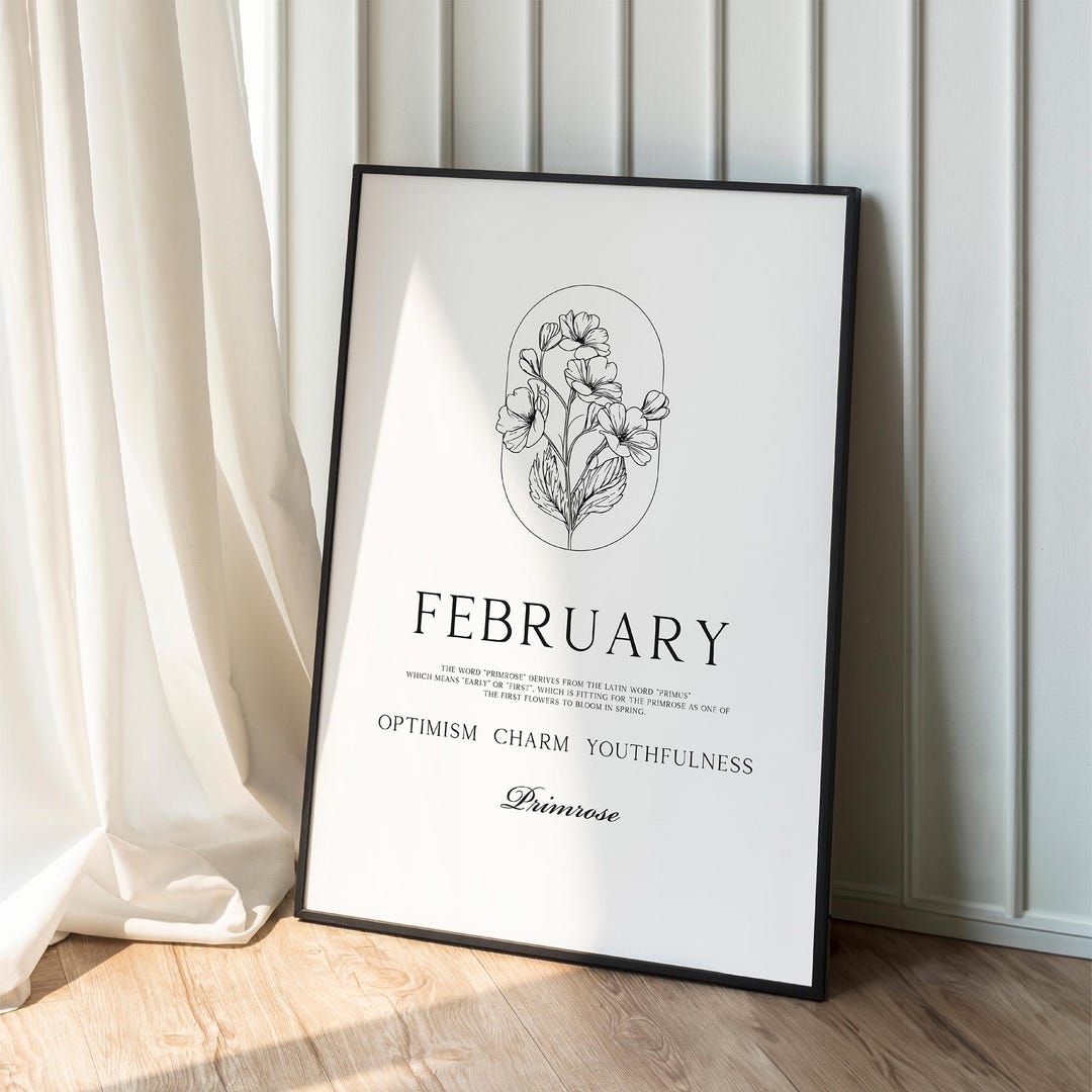 February Birth Flower Print: Primrose Minimalist Line Art - Etsy