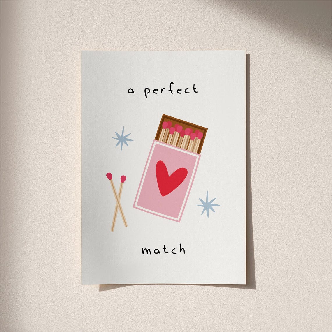Perfect Match Print, Whimsy Matchbox Wall Art, Valentine Bedroom Quote ...