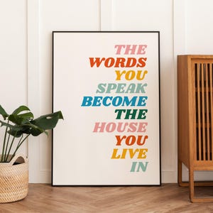 The Words You Speak Wall Art Print: Colourful Dopamine Decor Quote ...
