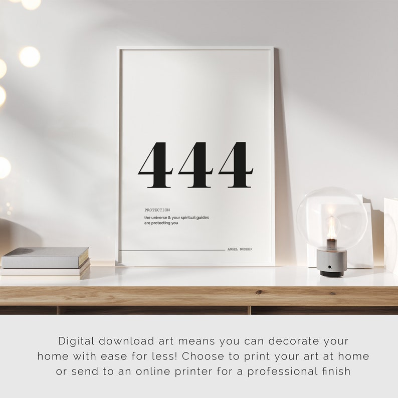 444 Angel Number Print: Minimalist Spiritual Wall Art (digital Download ...
