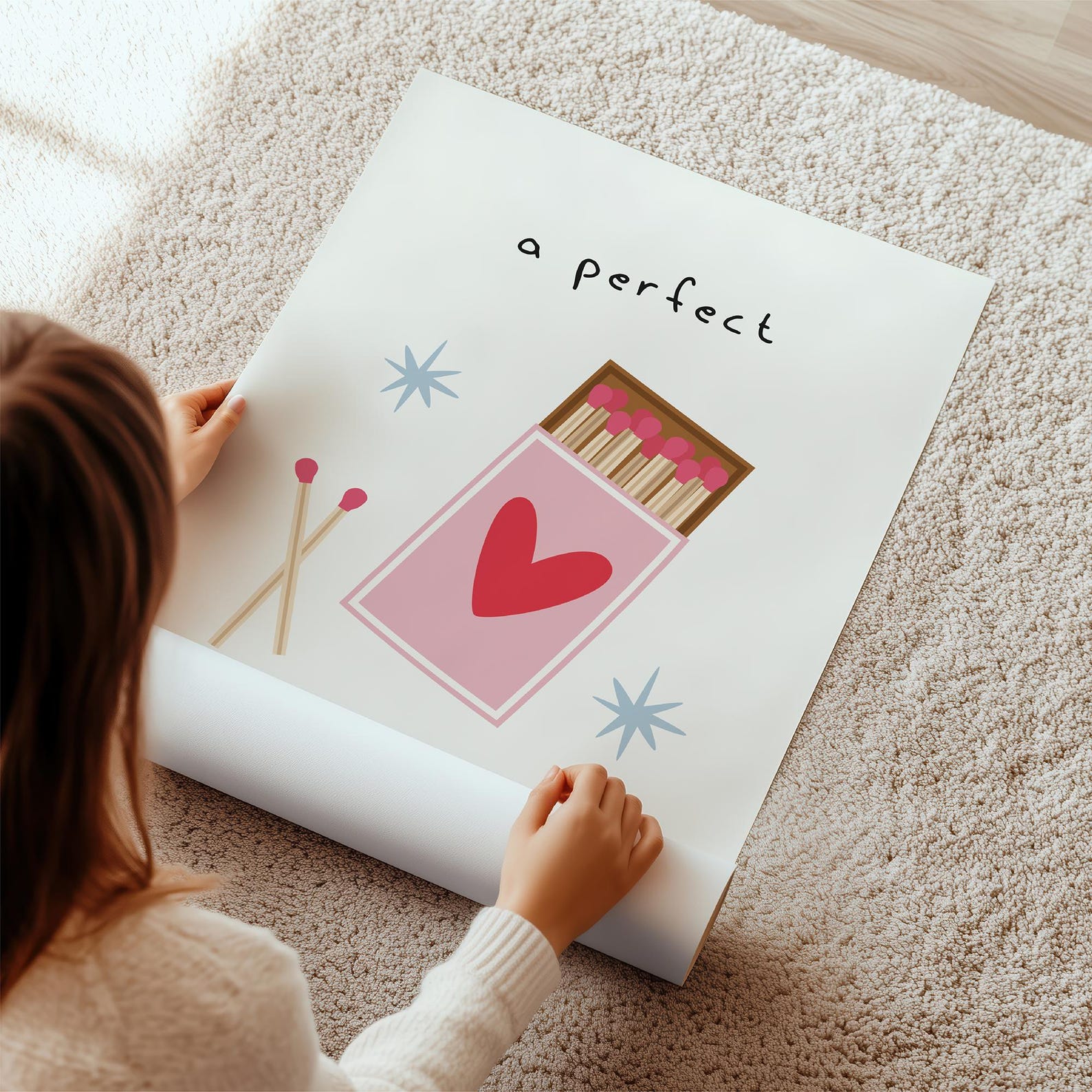 Perfect Match Print, Whimsy Matchbox Wall Art, Valentine Bedroom Quote ...