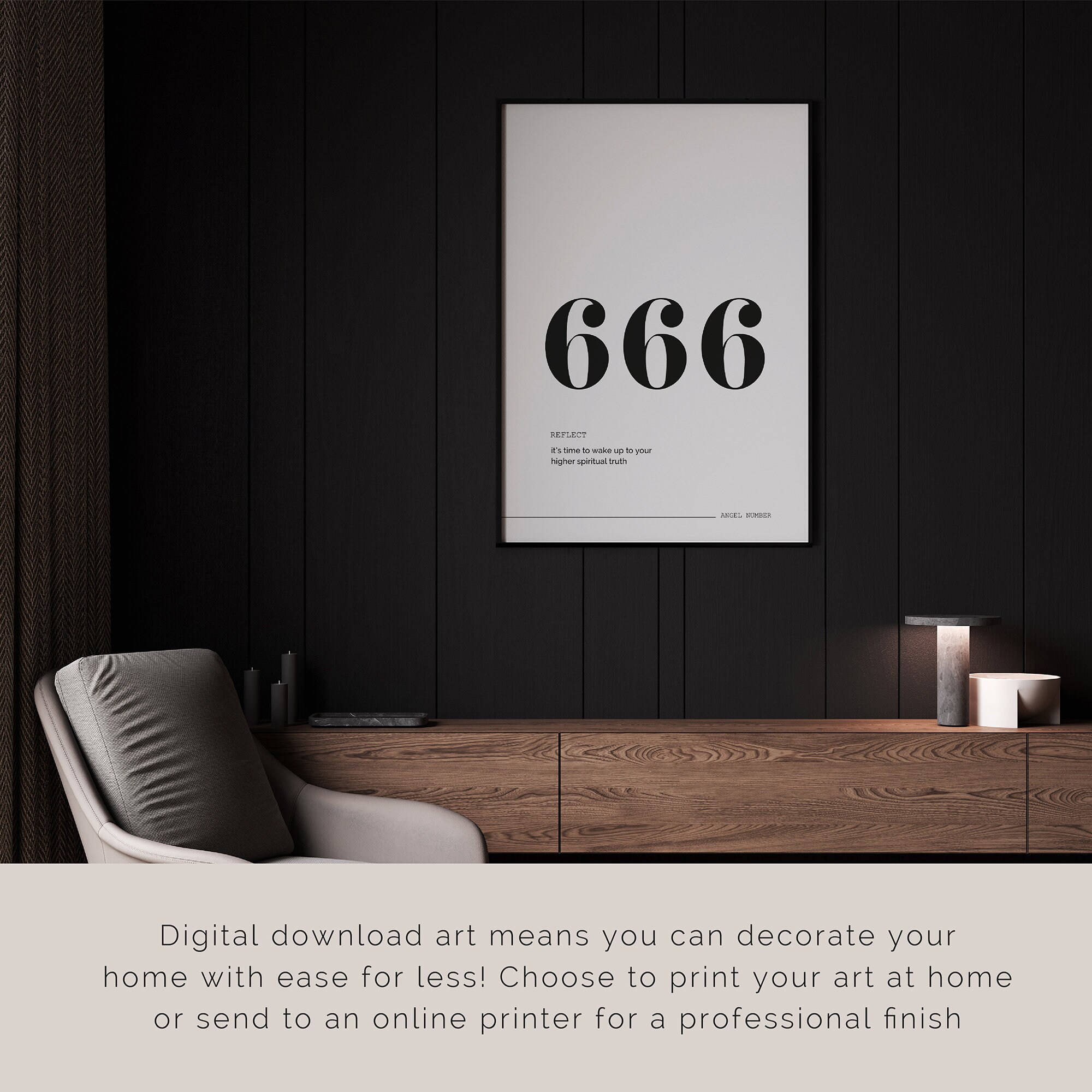 666 Angel Number Print Instant Printable Wall Art Digital Download ...