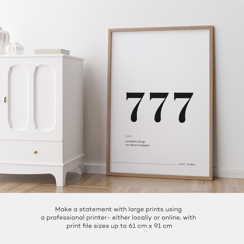 777 Angel Number Print: Lucky Manifestation Poster (digital Download ...