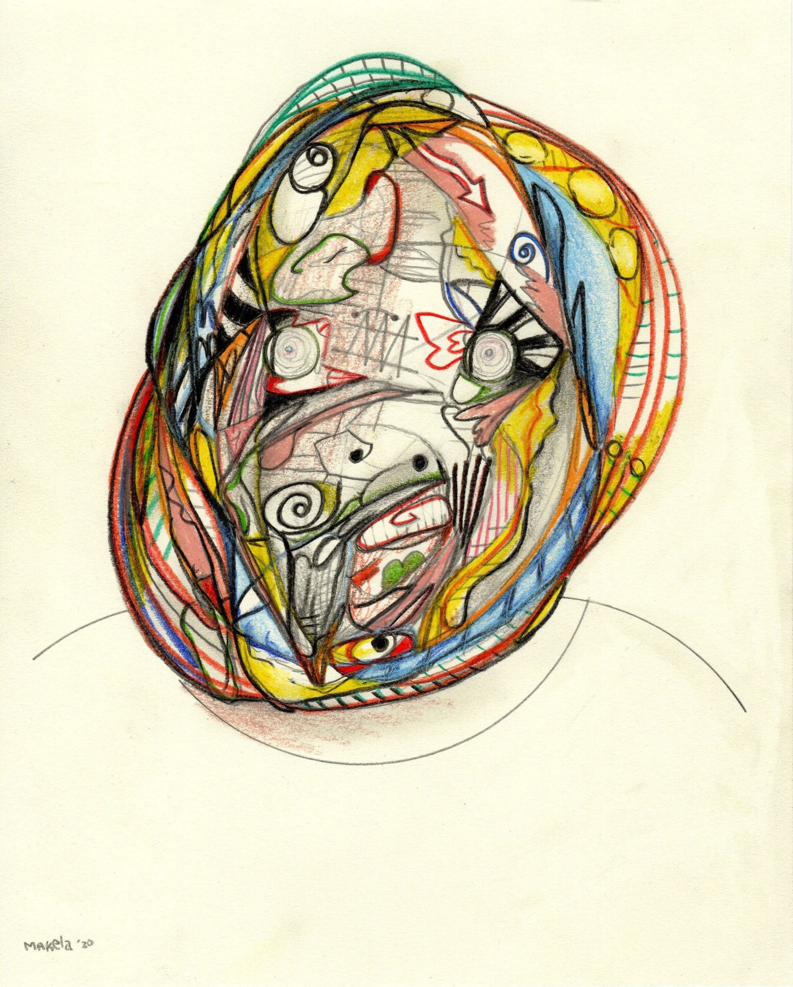 Original Abstract Portrait Drawing "irving" by Matt Makela Pencils on ...