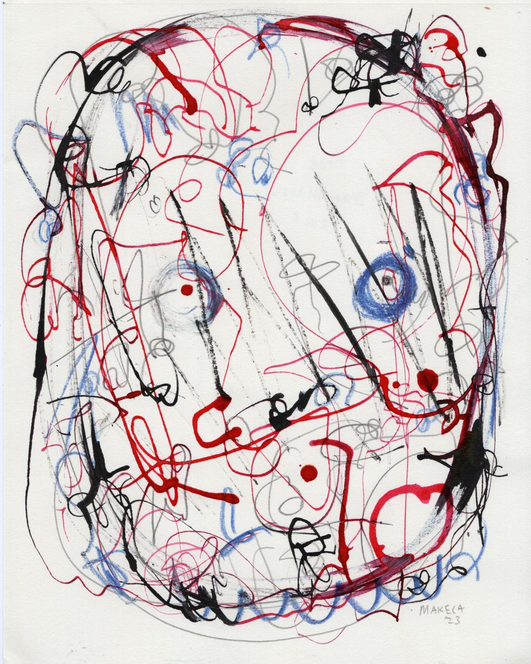 Original Abstract Portrait Drawing head by Matt Makela 8x10 Inches in ...