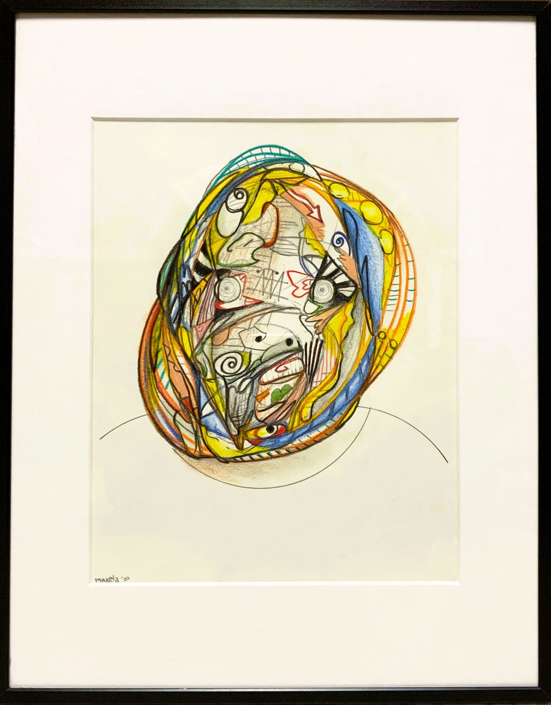 Original Abstract Portrait Drawing "irving" by Matt Makela Pencils on ...