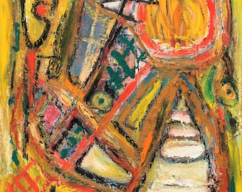 Original Artwork Abstract Painting lemon Space by Matt Makela Acrylic ...