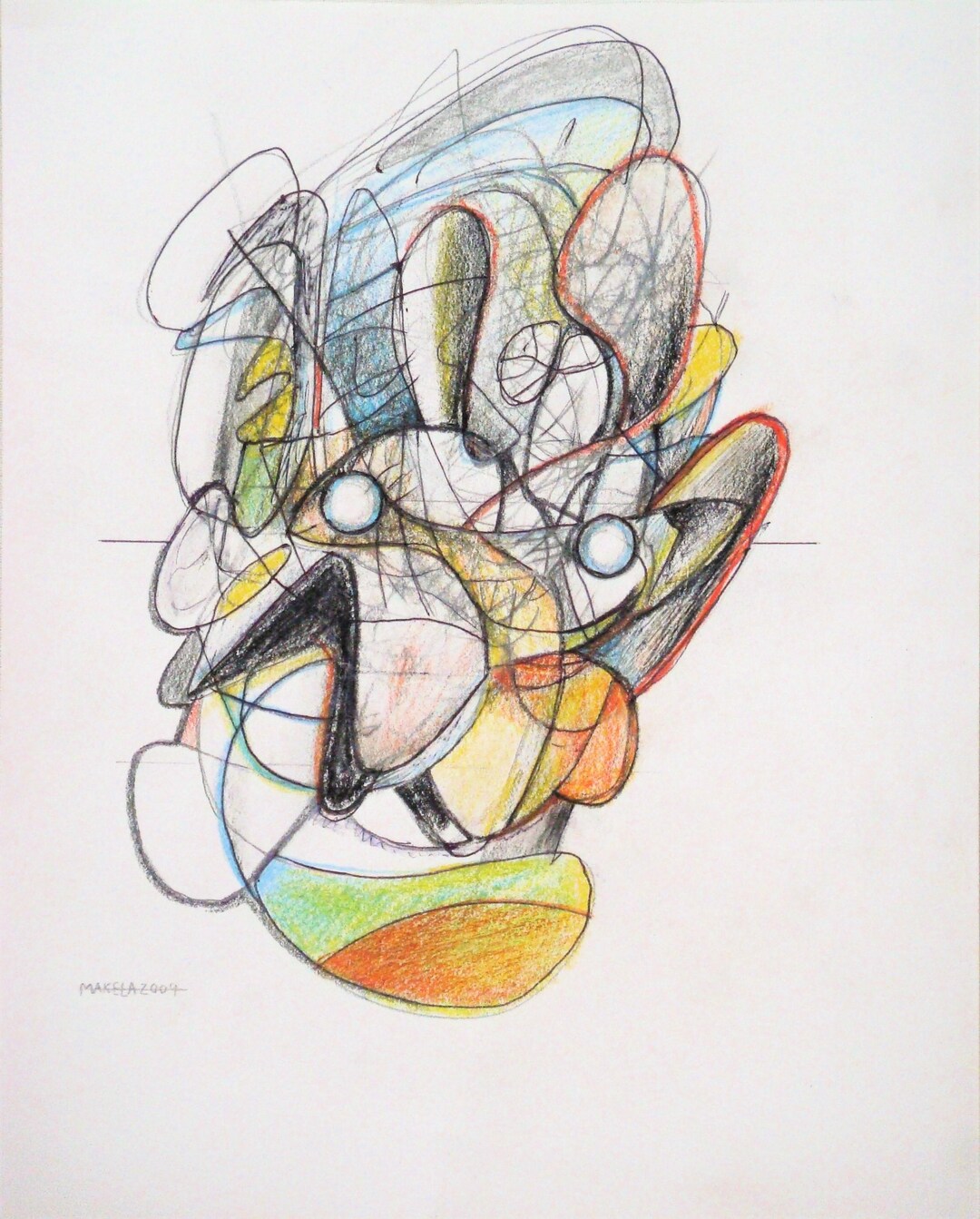 Original Abstract Portrait Drawing "maleman" by Matt Makela - Etsy