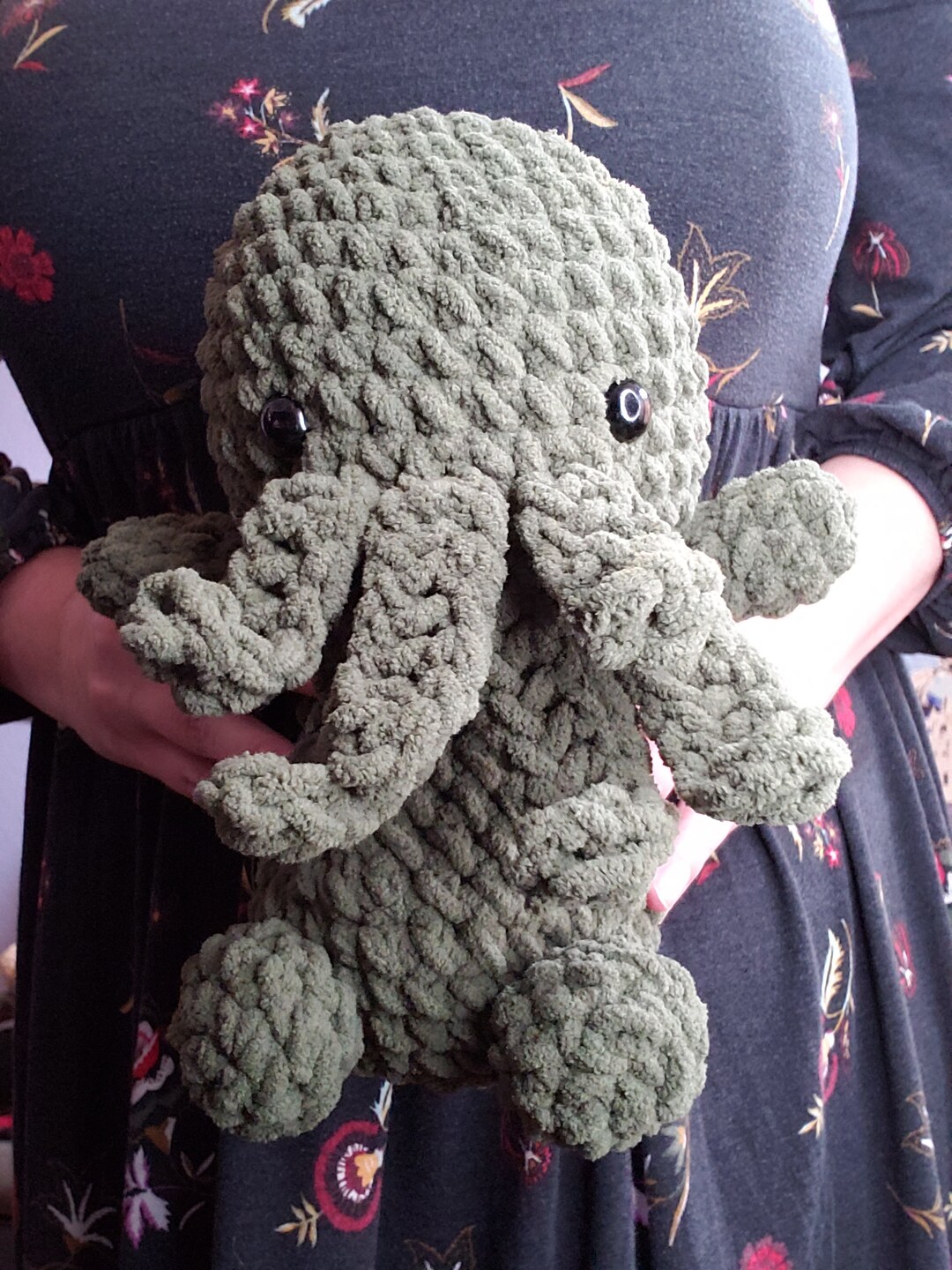 Plushy Cthulhu Olive Green Yarn Cryptid Crochet Toy Plush - Etsy