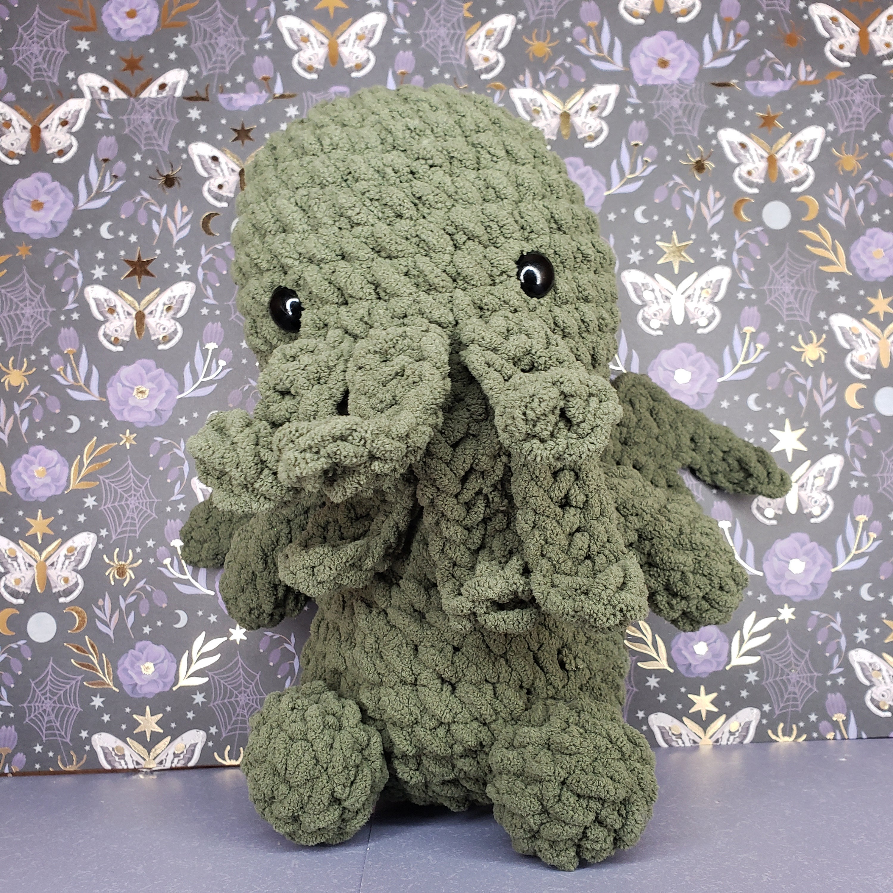 Plushy Cthulhu Olive Green Yarn - Cryptid Crochet Toy - Plush Yarn ...