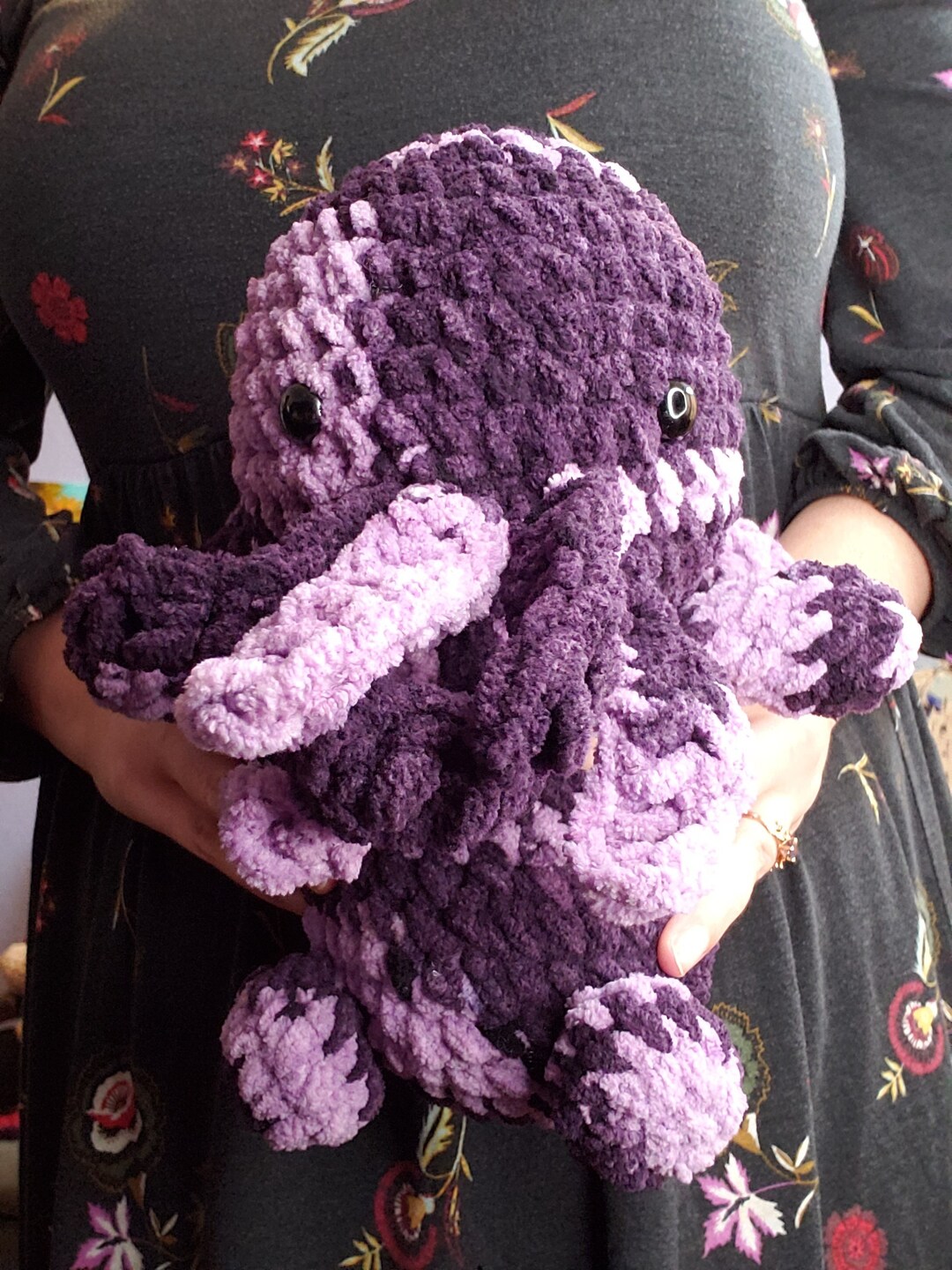 Plushy Cthulhu Mixed Purple Yarn - Cryptid Crochet Toy - Plush Yarn ...