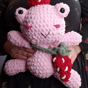 Strawberry Frog Crochet Stuffed Animal Amigurumi Frog Plushy With Beret ...