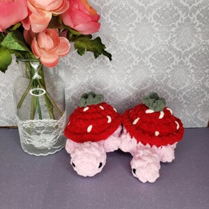 Strawberry Baby Turtle Crochet Plushy Amigurumi Strawberry Turtle ...