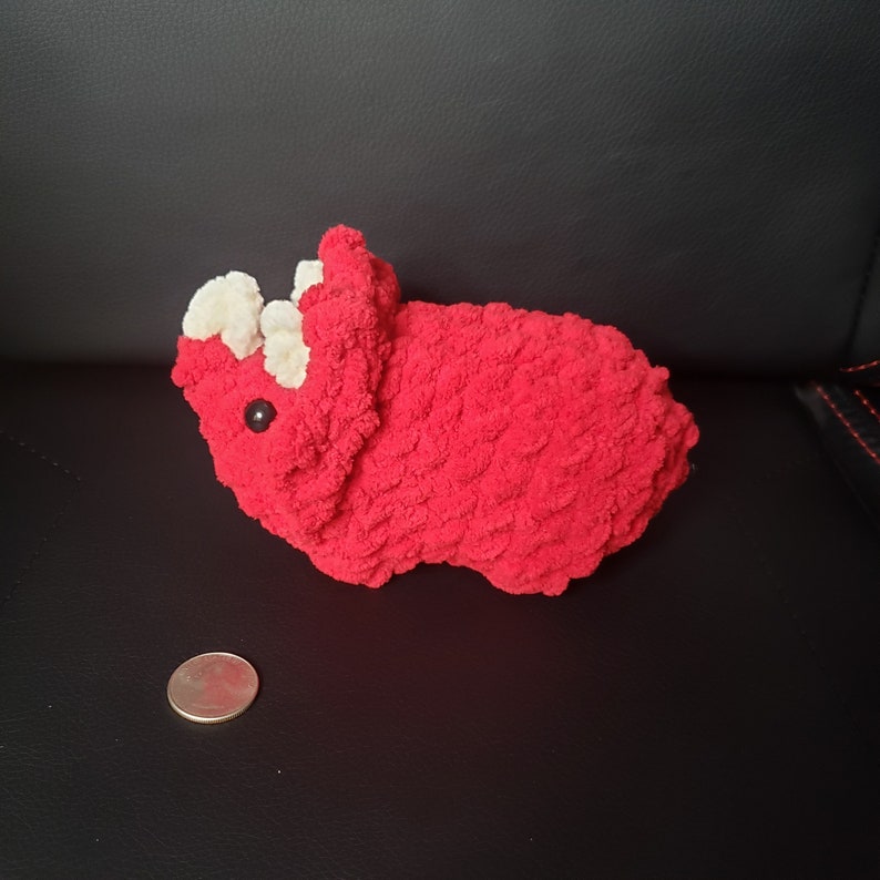 Red Crochet Triceratops Plush: Handmade Dino Stuffy - Etsy