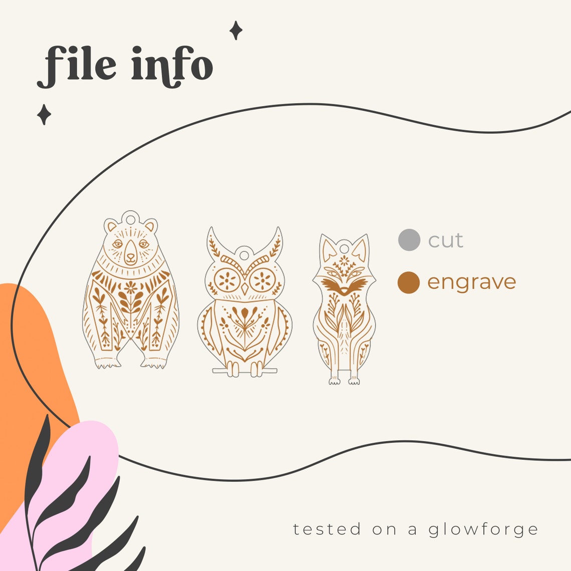 Woodland Folk SVG Ornament Set: Bear, Owl, Fox (digital Download) - Etsy
