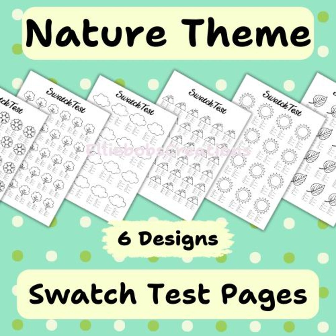 Nature-themed Swatch Test Pages - 6 Unique Designs for Colour and ...