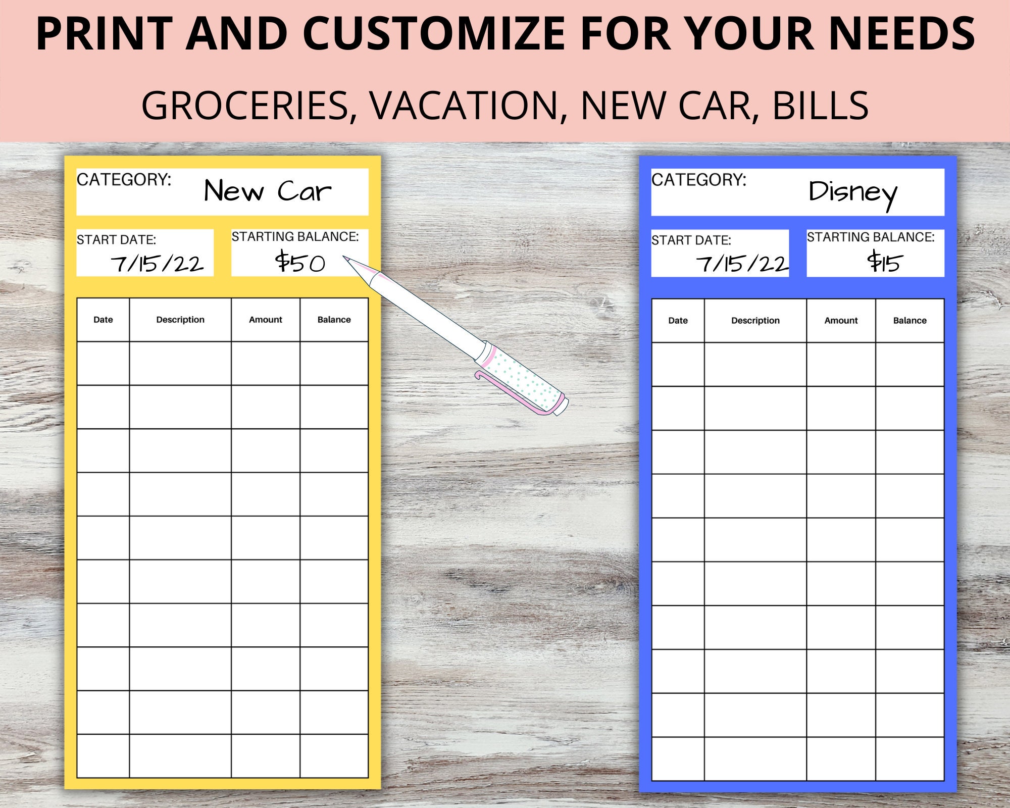 PRINTABLE Cash Envelope Insert, Cash Envelop Tracker, Money Tracker ...