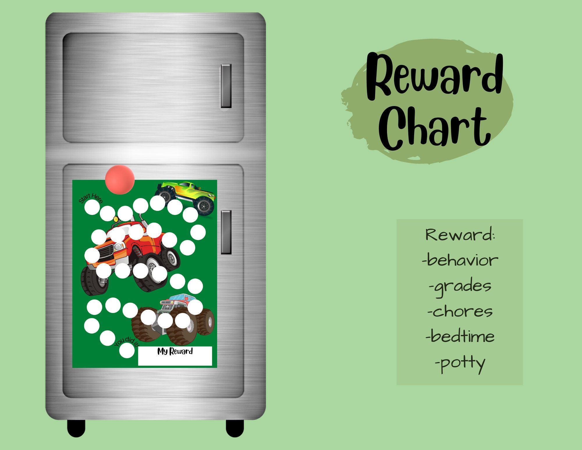 Printable Monster Truck Reward Chart | Monster Truck Behavior Chart ...