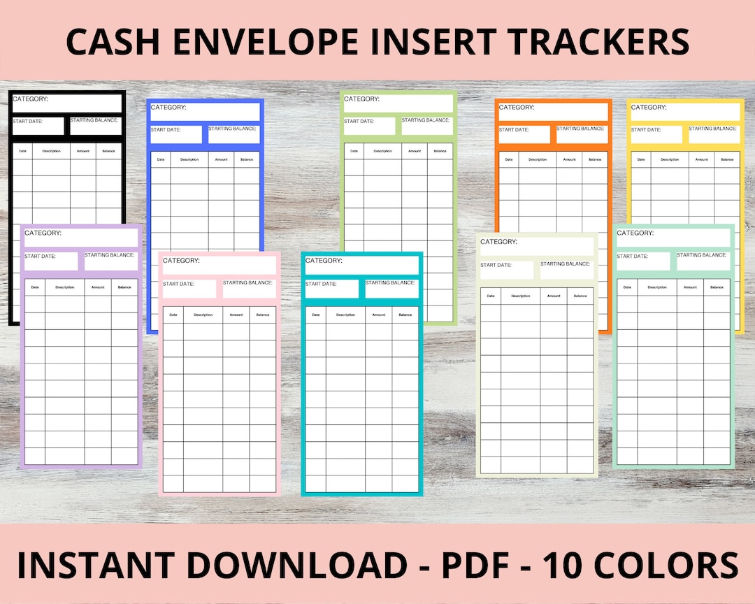 PRINTABLE Cash Envelope Insert, Cash Envelop Tracker, Money Tracker ...