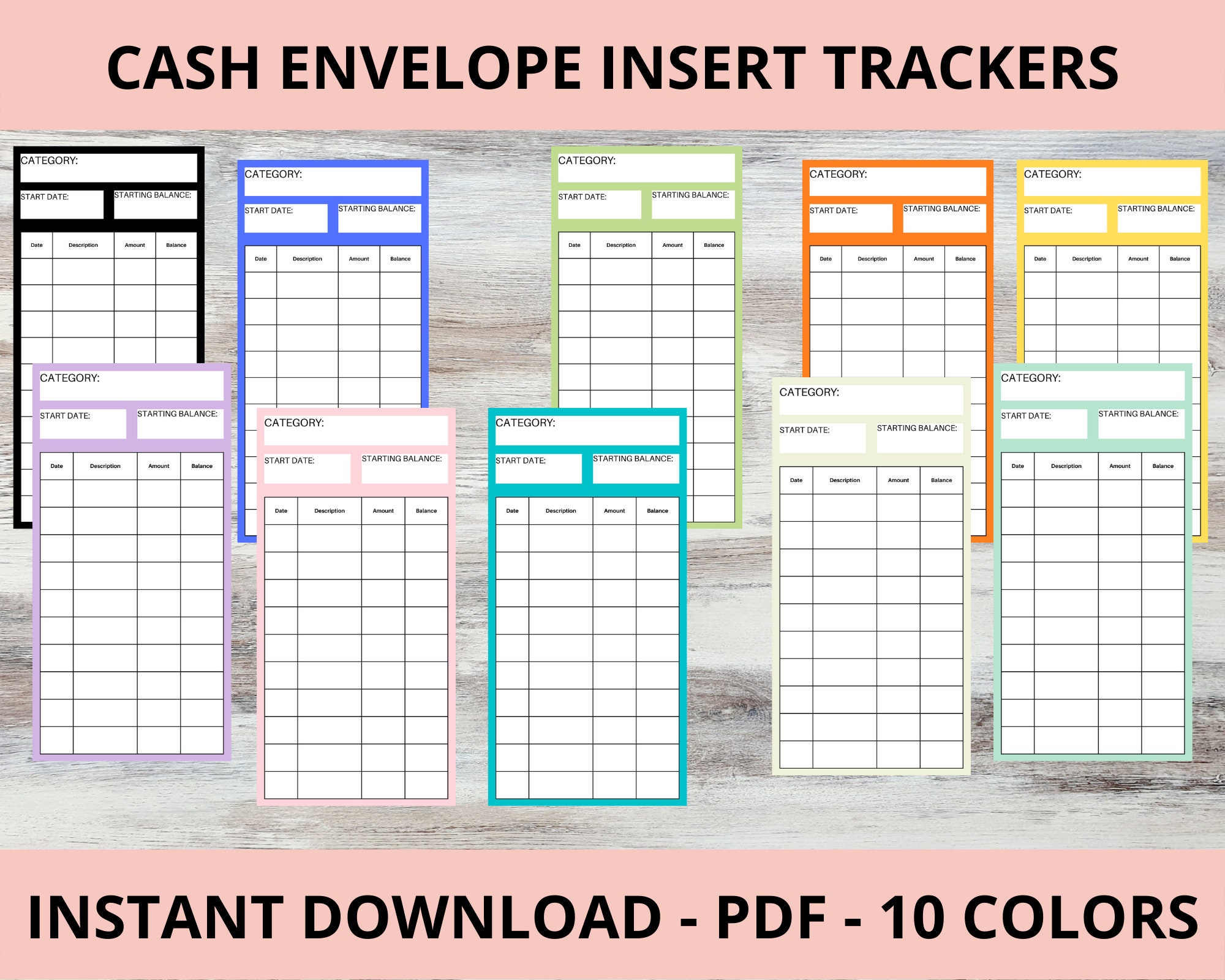PRINTABLE Cash Envelope Insert, Cash Envelop Tracker, Money Tracker ...