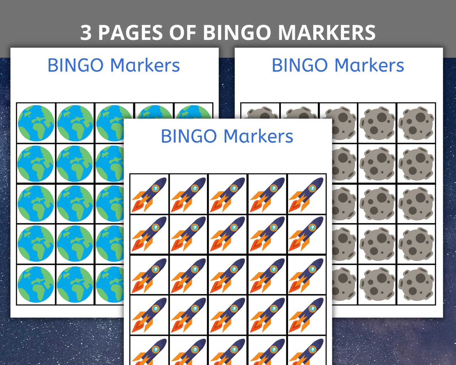 OUTER SPACE Bingo Printable, Cards and Markers; Summer Activity; Kids ...