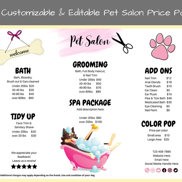 Salon Menu - Etsy
