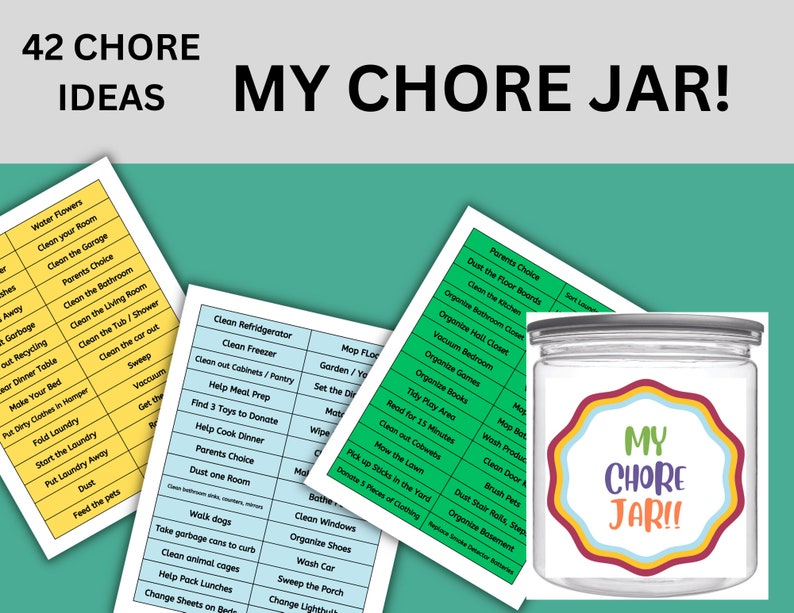 42 Chore Jar Cards | Chore Cards for Kids | Learning Responsibility ...
