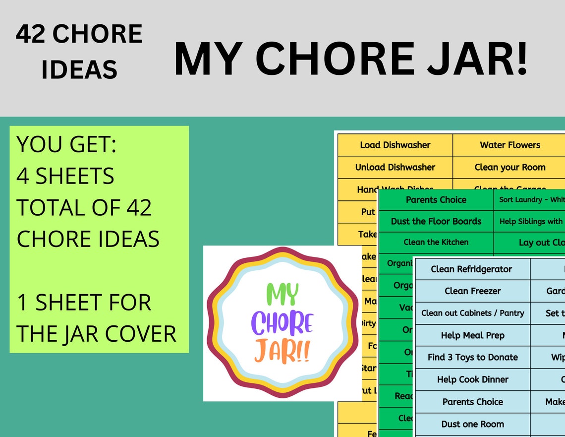 42 Chore Jar Cards | Chore Cards for Kids | Learning Responsibility ...