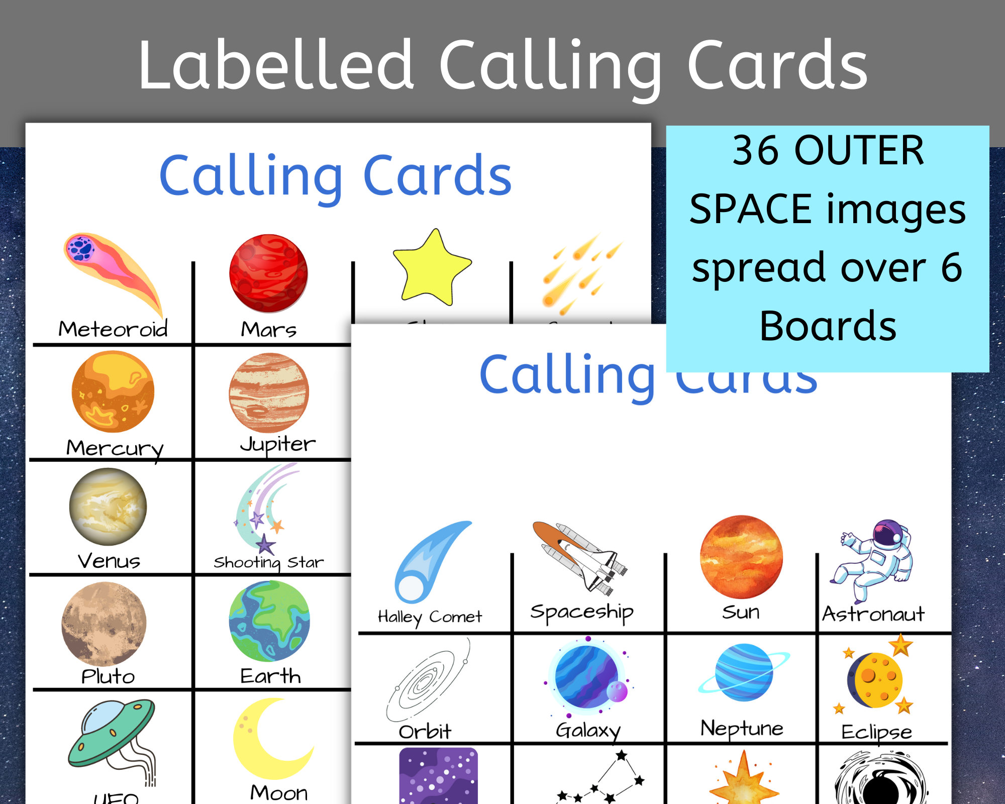 OUTER SPACE Bingo Printable, Cards and Markers; Summer Activity; Kids ...