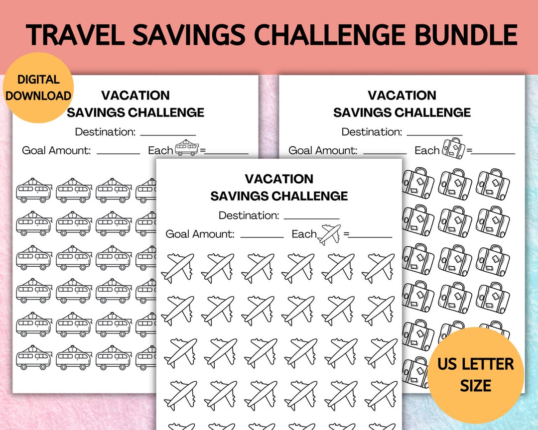 Printable Travel Savings Tracker Bundle, Instant Download, Savings Goal ...