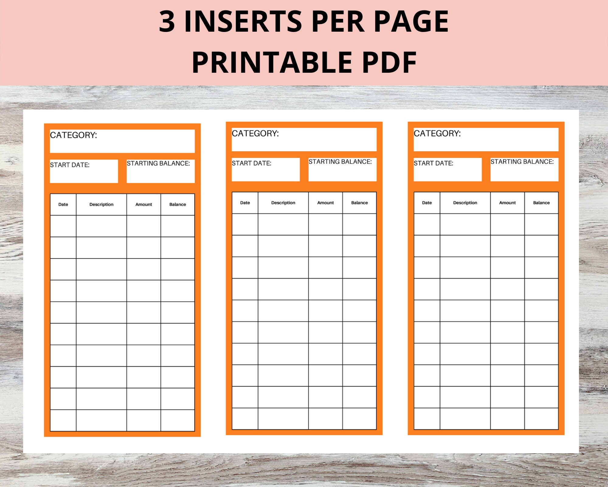 PRINTABLE Cash Envelope Insert, Cash Envelop Tracker, Money Tracker ...