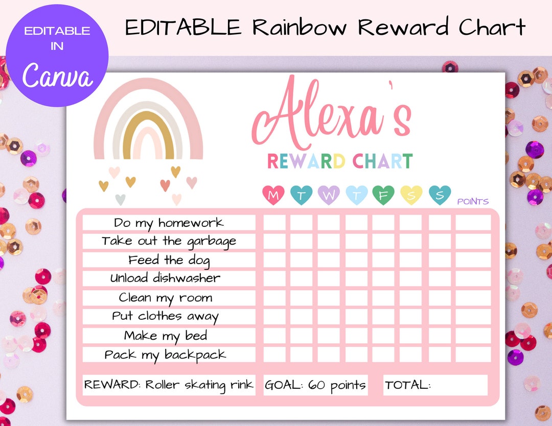 Printable Rainbow Chore Chart | Rainbow Behavior Chart | Routine Chart ...