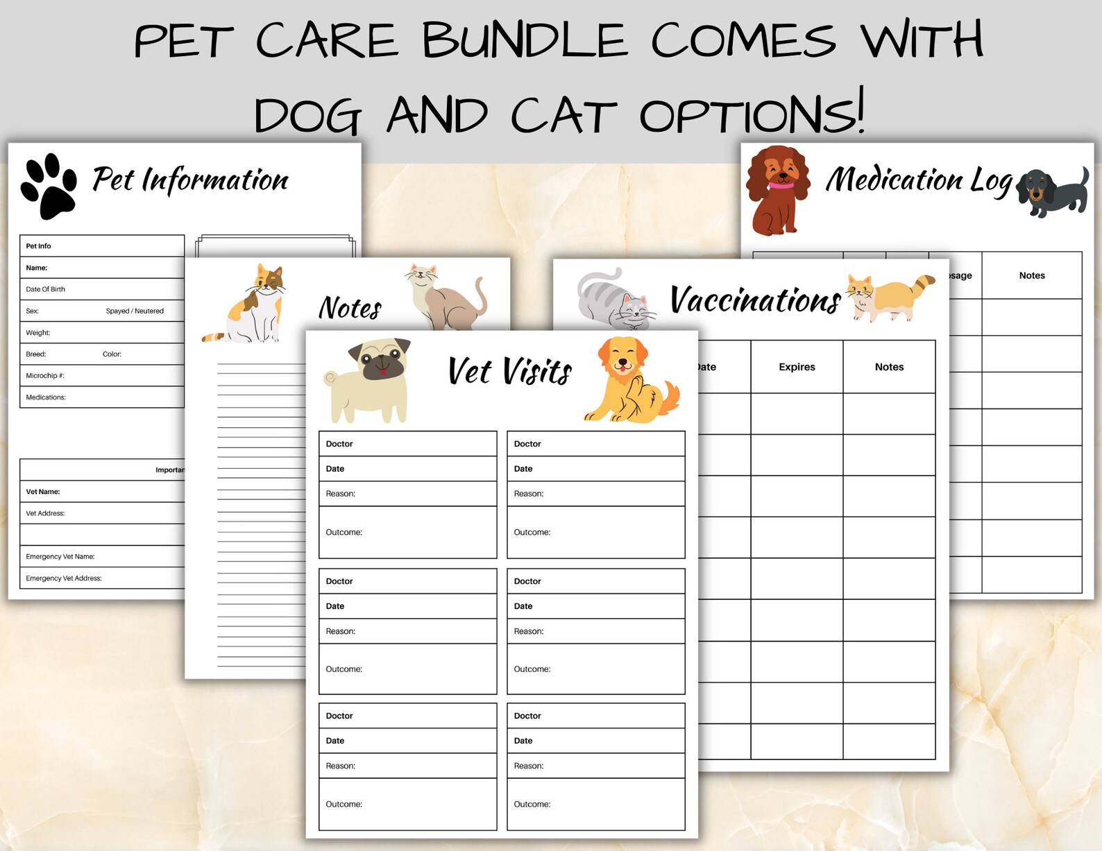 Pet Information Printable Tracker Log, Pet Sitter Planner Pack, Pet ...