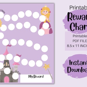 Printable Princess Reward Chart | Princess Behavior Chart | Routine ...