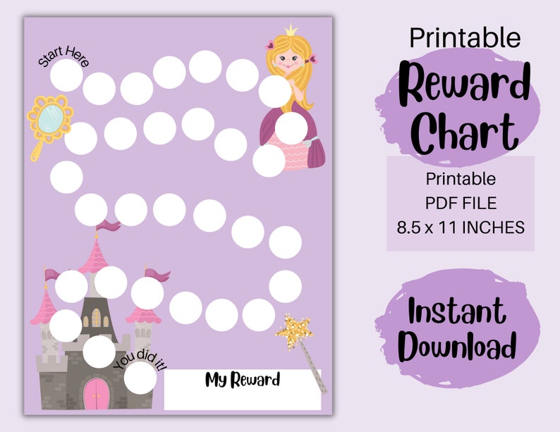 Printable Princess Reward Chart | Princess Behavior Chart | Routine ...