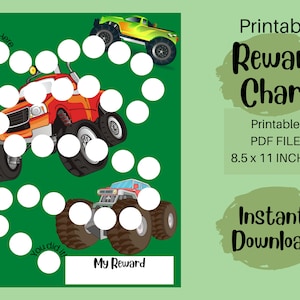 Printable Monster Truck Reward Chart | Monster Truck Behavior Chart ...