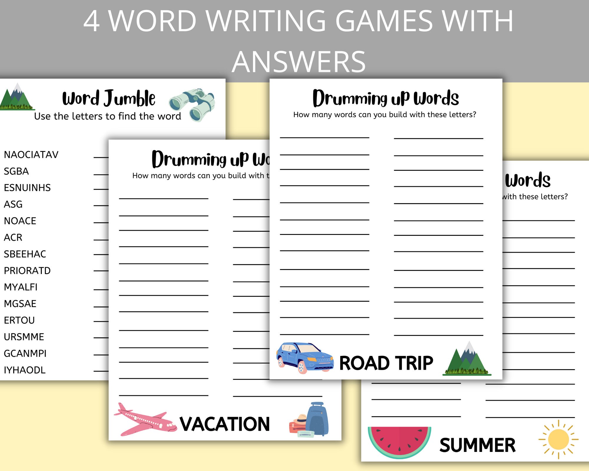 Road Trip Activity Printable | Travel Kid Games Bundle | Summer ...