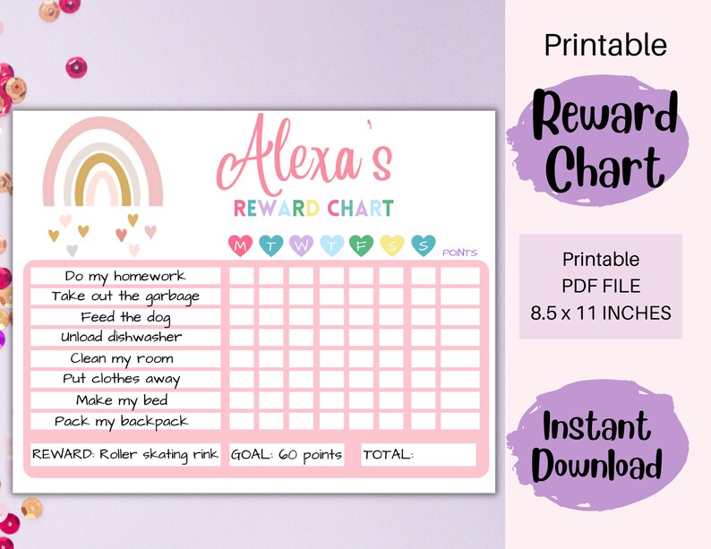 Printable Rainbow Chore Chart | Rainbow Behavior Chart | Routine Chart ...