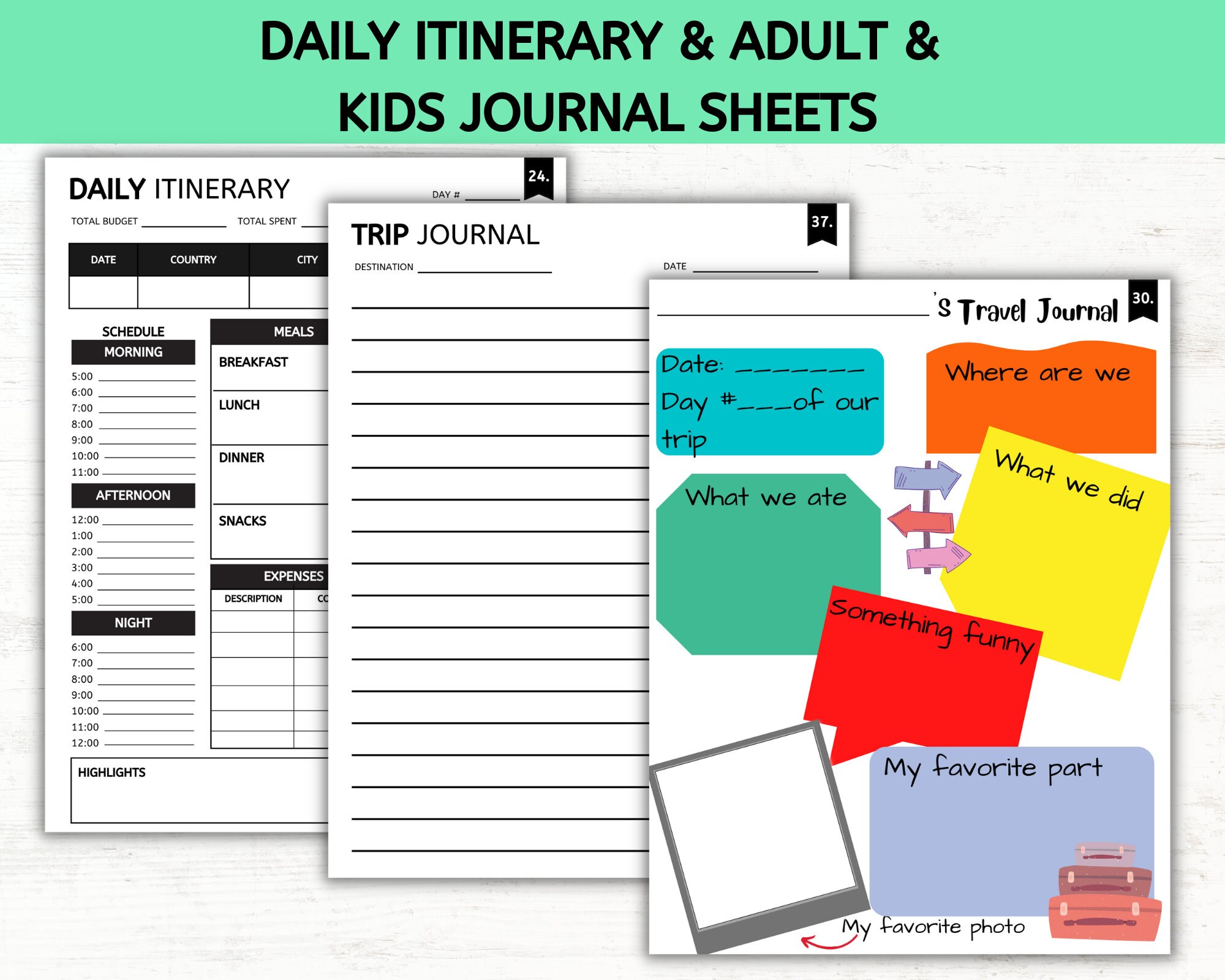 Ultimate Editable Travel Planner | Adults Kids | Daily Itinerary ...