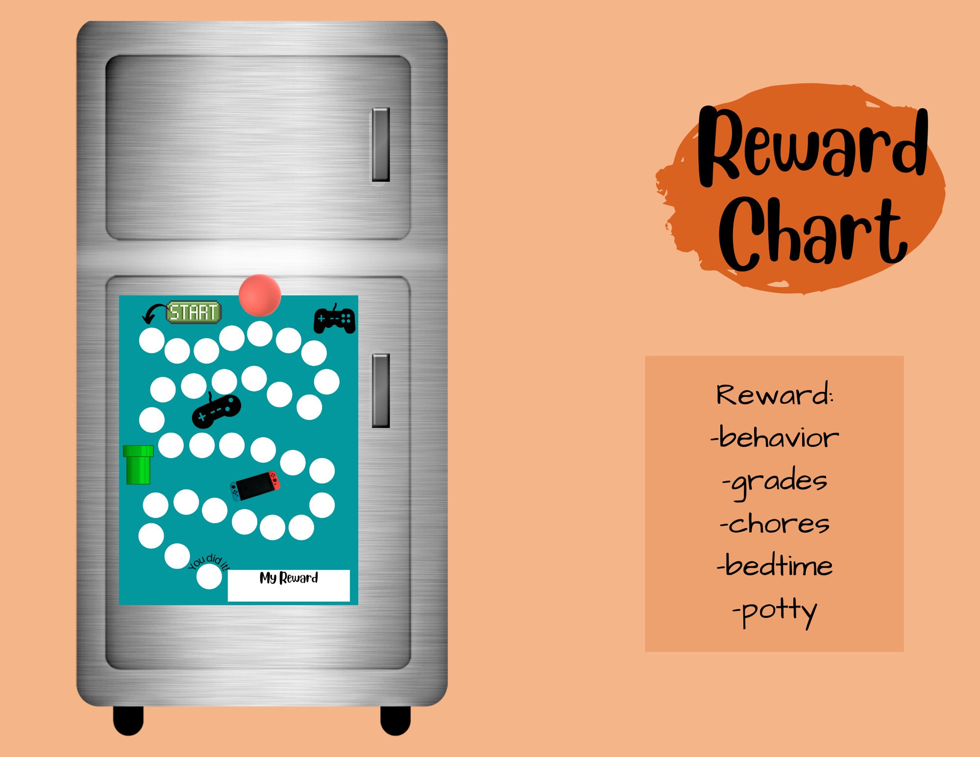 Printable Video Game Reward Chart | Video Game Behavior Chart | Routine ...
