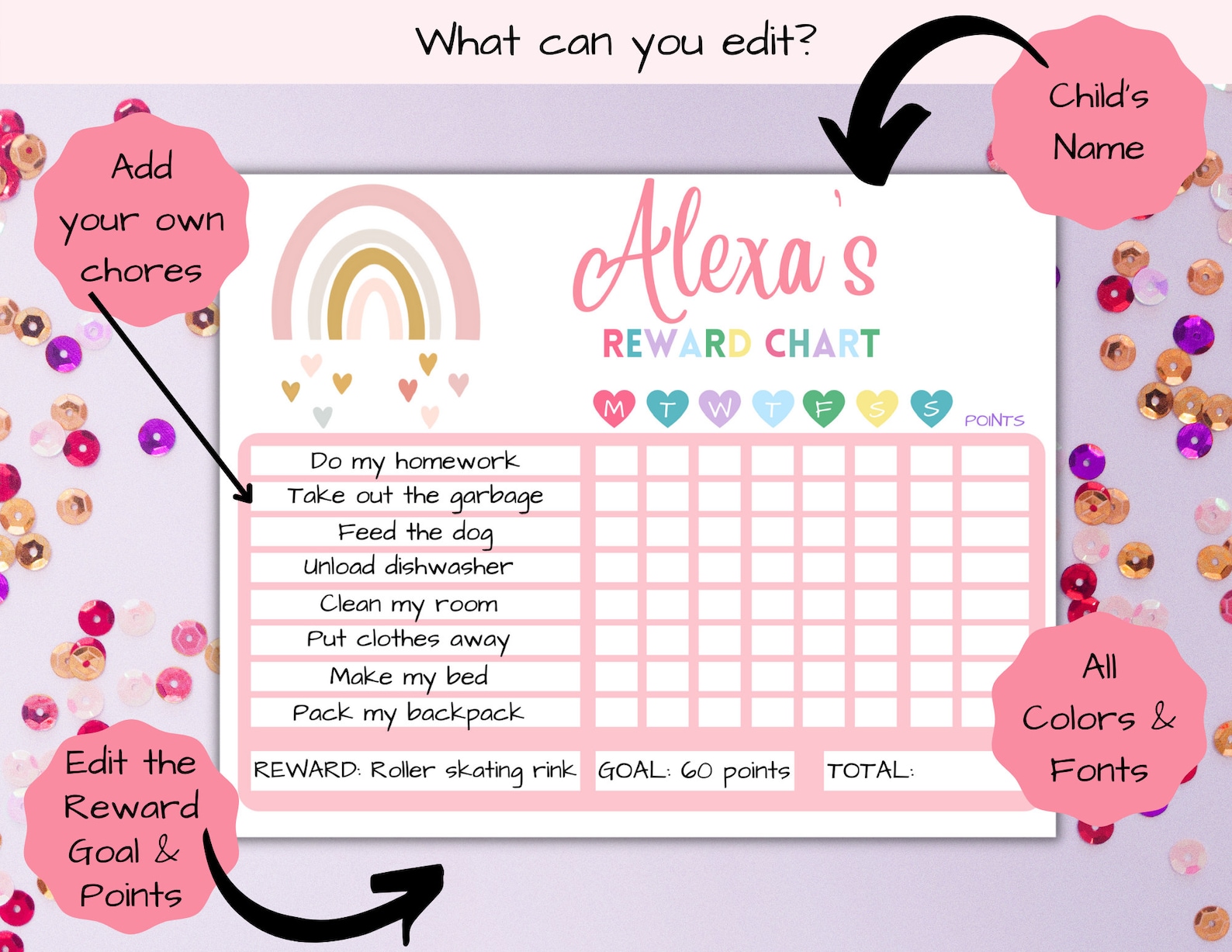 Printable Rainbow Chore Chart | Rainbow Behavior Chart | Routine Chart ...