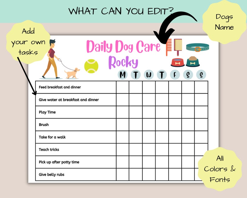 Dog Care Printable Planner, Dog Care Tracker, Puppy Feeding Schedule ...