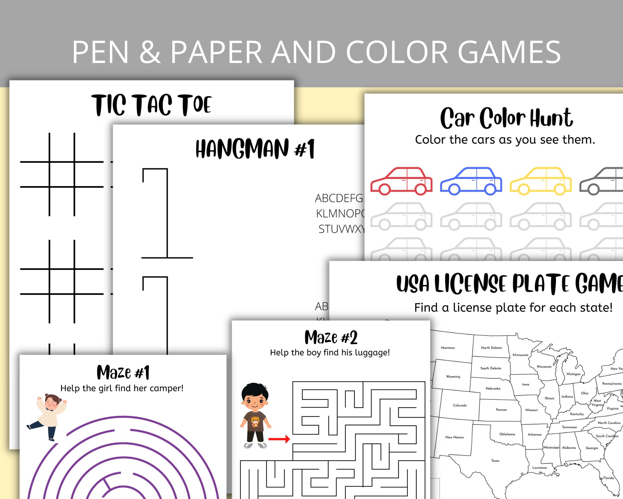 Road Trip Activity Printable | Travel Kid Games Bundle | Summer ...