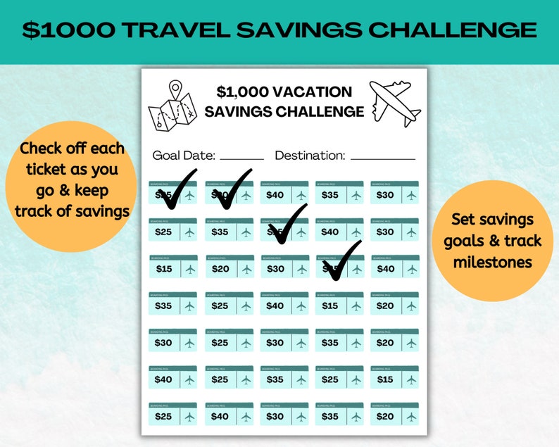 Printable Travel Savings Tracker, Instant Download, Savings Goal ...